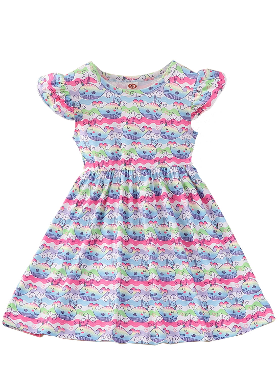 ENFLASH 1-6T Toddler Girls Cute Whale Dress Kids Summer Beach Party ...