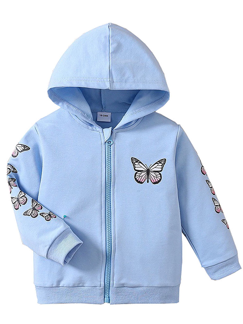 ENFLASH Toddler Girls Cotton Zip-Up Butterfly Hoodie Sweatshirt, Long ...