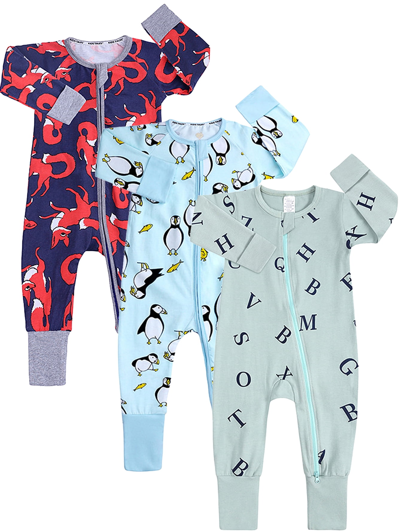 ENFLASH 1PCS Baby Boys Zipper Footless Pajamas Cotton Long Sleeve ...
