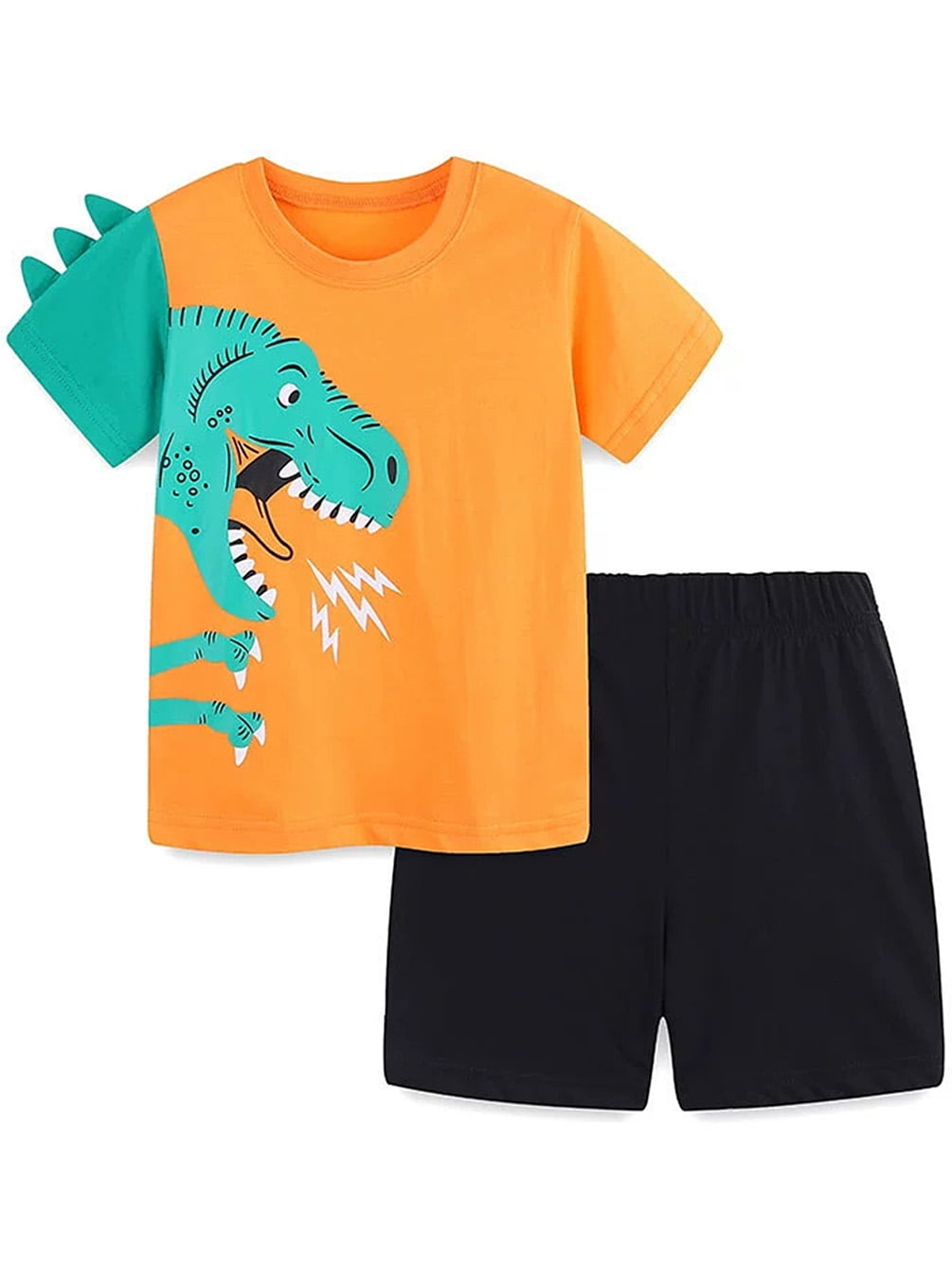 ENFLASH 2-7T Boys 2-Piece Summer Pajamas Set T-shirt + Shorts 100% Cotton Pjs for Toddler - 3D ...