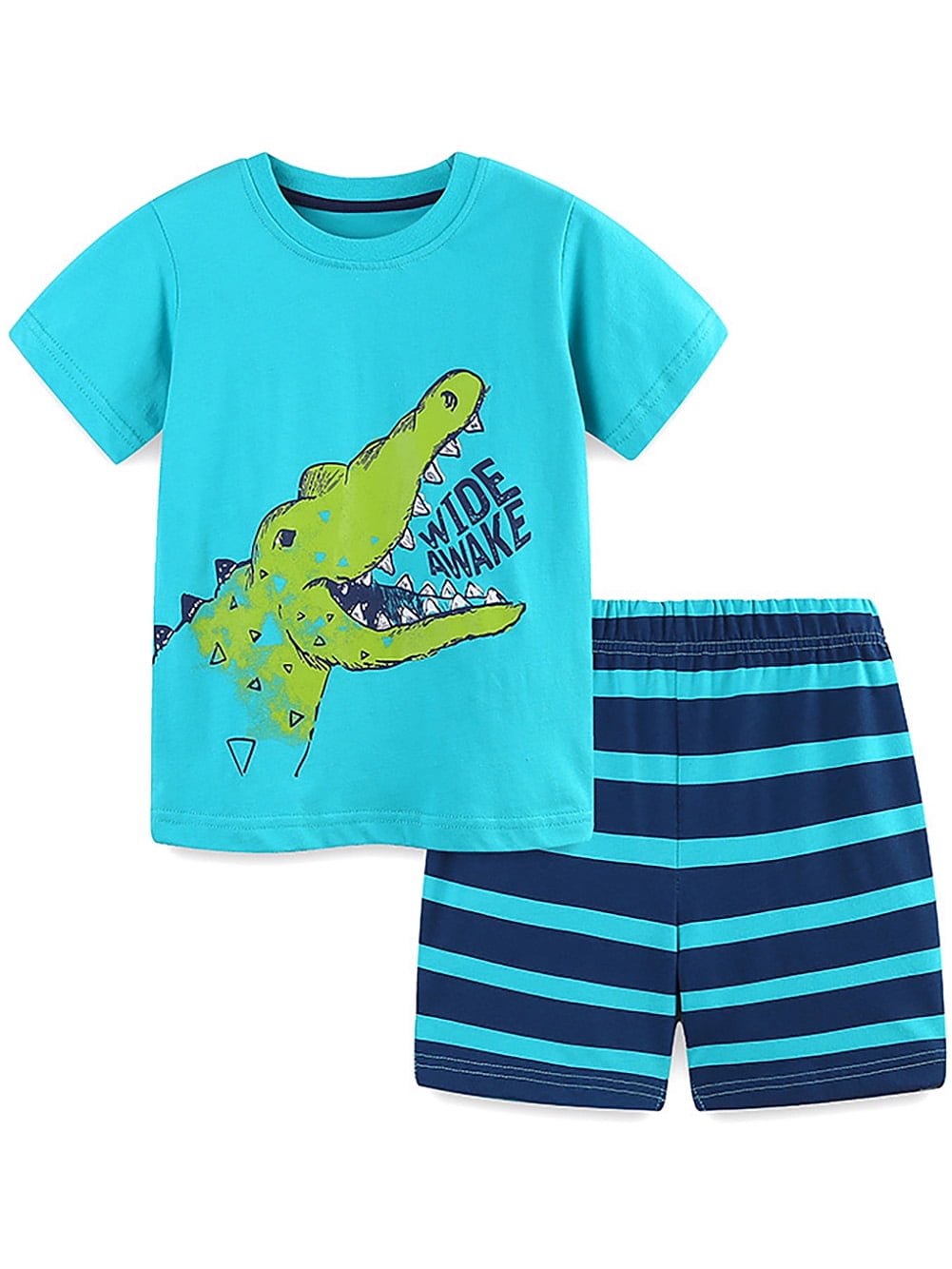ENFLASH 2-7T Boys Summer Pajamas Sets T-shirt + Shorts 100% Cotton Pjs ...