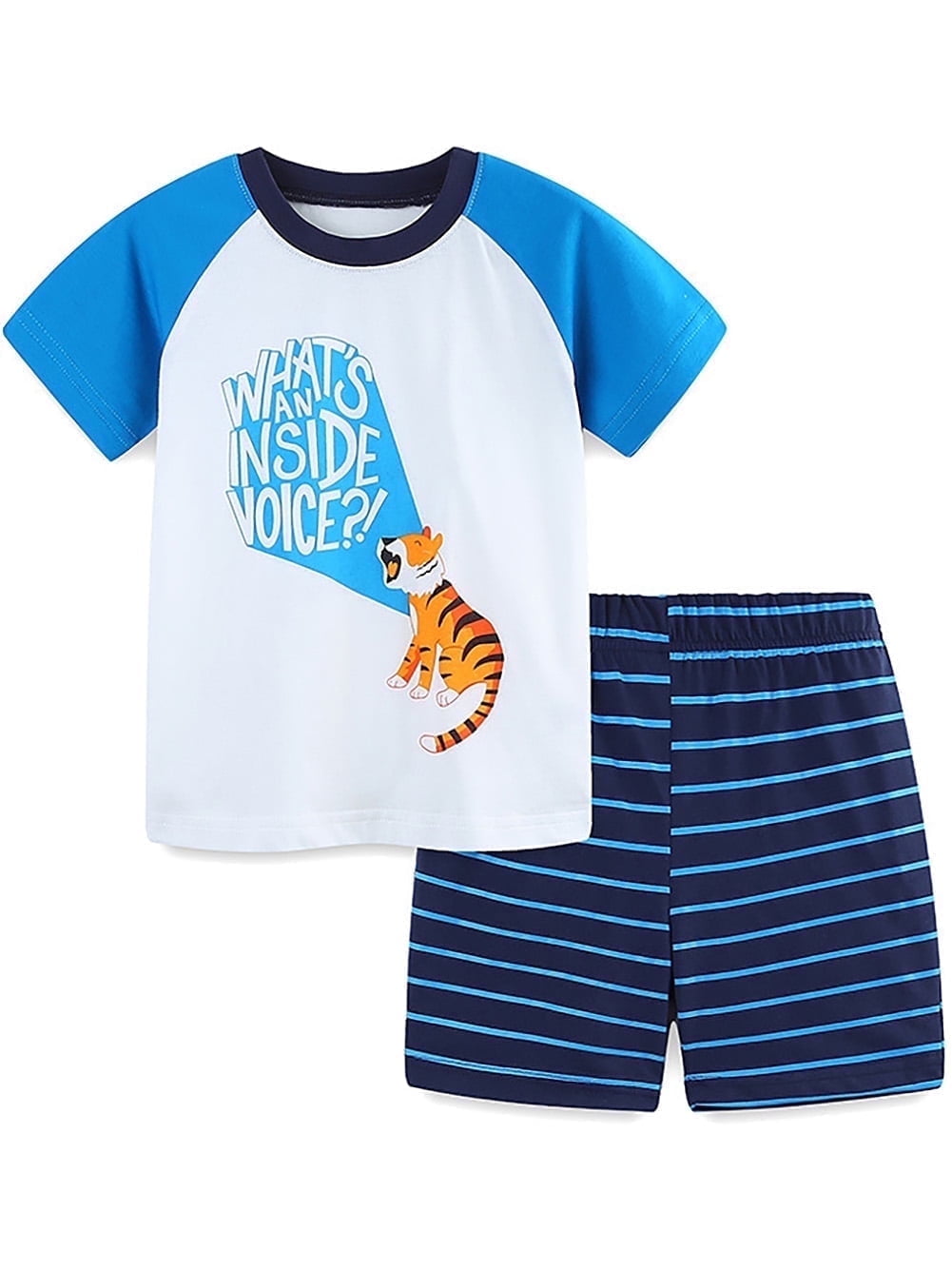 ENFLASH 2-7T Boys Summer Pajamas Sets T-shirt + Shorts 100% Cotton Pjs ...