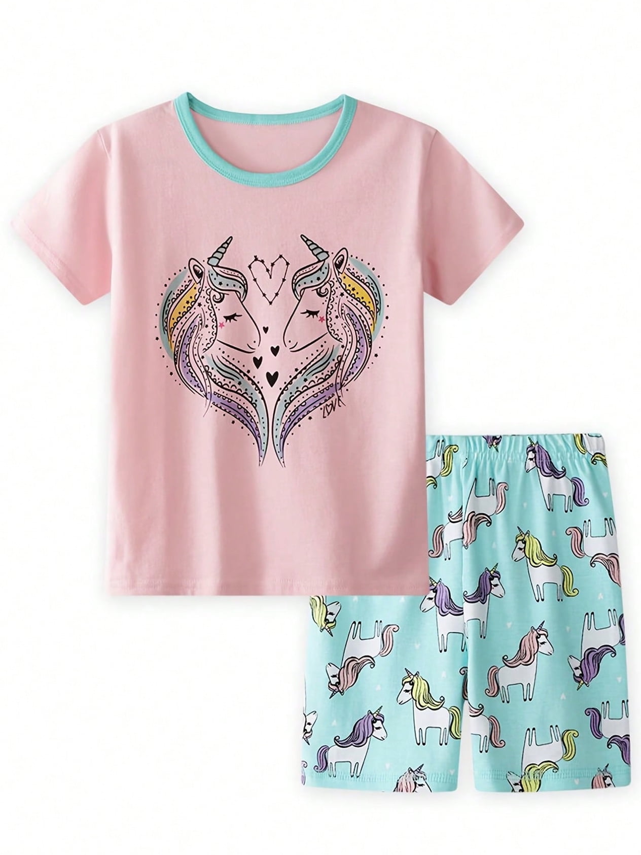 ENFLASH 2-7T Toddler and Little Girls Short Sleeve Top and Shorts ...