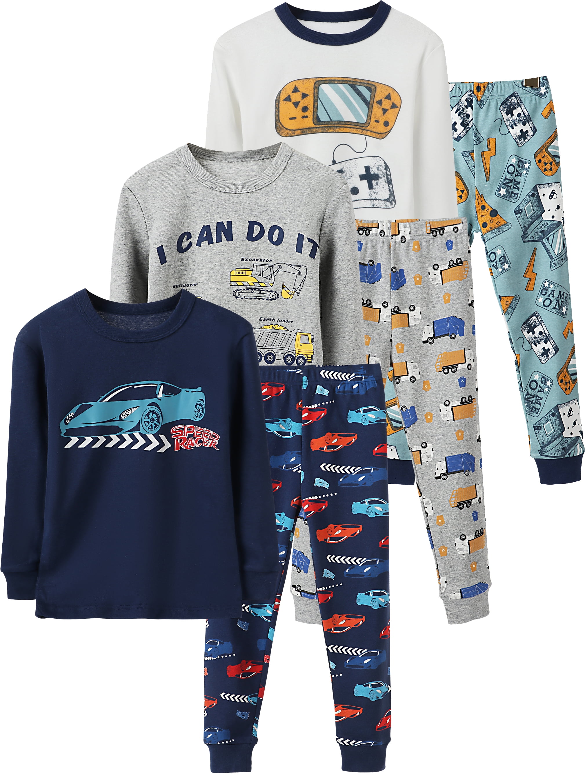 ENFLASH 2-7Y Boys Pajamas 2 Piece Toddler Kids Pjs Sets Cotton Long Sleeve Tops and Pants Snug ...