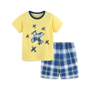 ENFLASH Toddler and Little Boys 2-Piece Pajamas Short Sleeve Tops and Shorts Summer PJ Set Kid ...