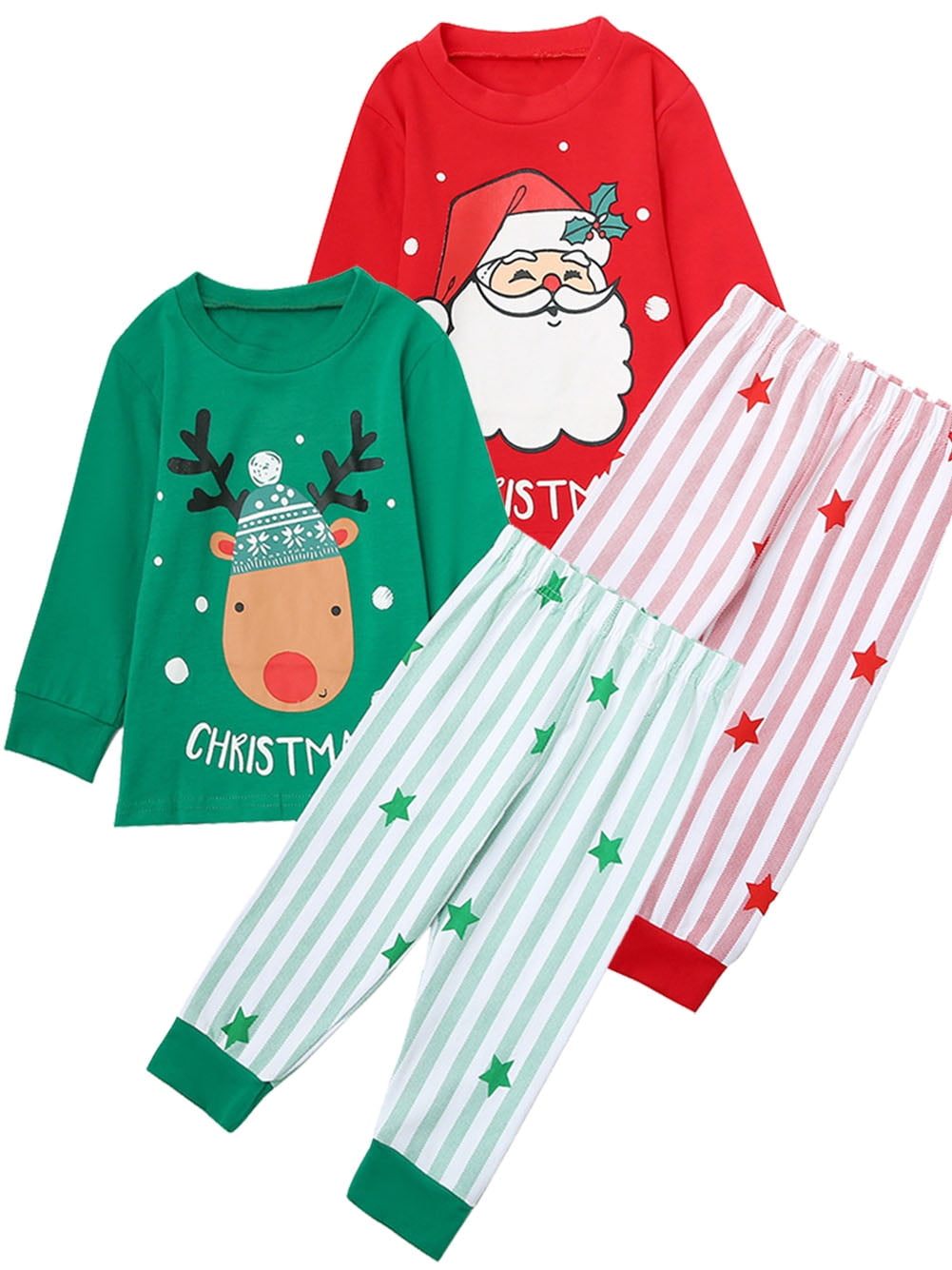 ATAIKU 2T-6T Unisex Kids Xmas Santa Claus Elk Pajamas Toddler Pyjamas 2 ...