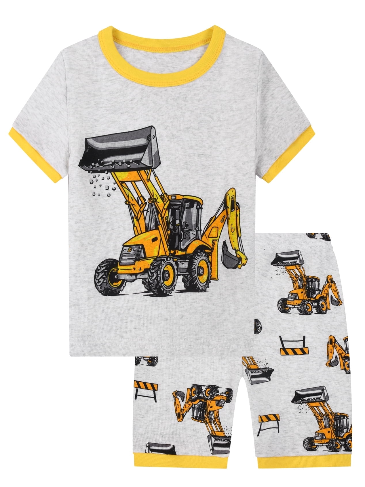 ENFLASH 3-12Y Boys Short Sleeve T-shirt and Shorts Snug Fit 100% Cotton 2 Piece Pajama Sets for ...