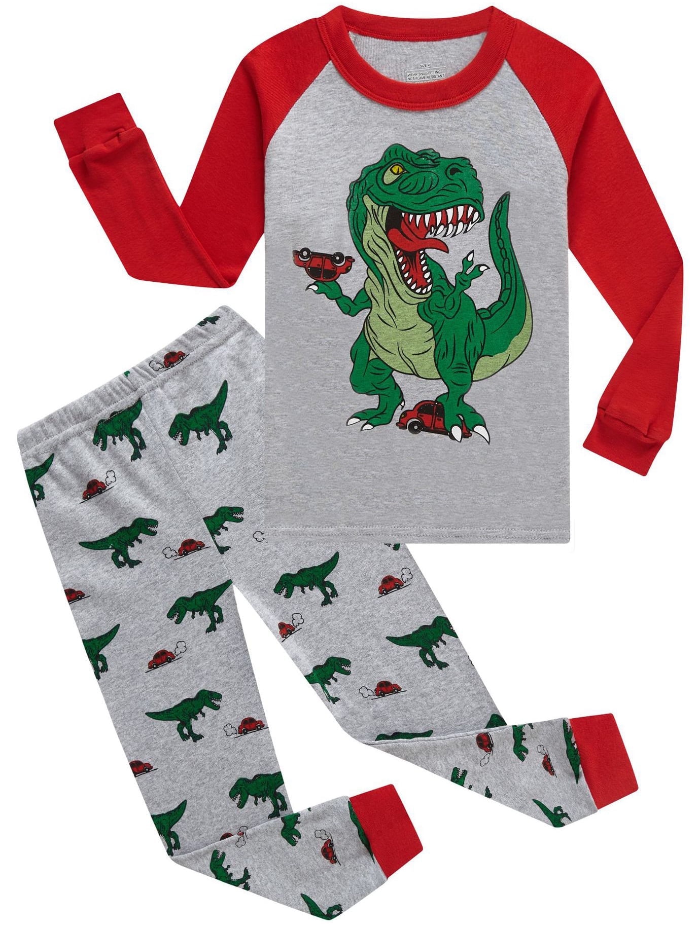 ENFLASH 3-8 Years Toddler Boys' 100% Cotton Long Sleeve Top and Pants,Kids 2 Piece Dinosaur ...
