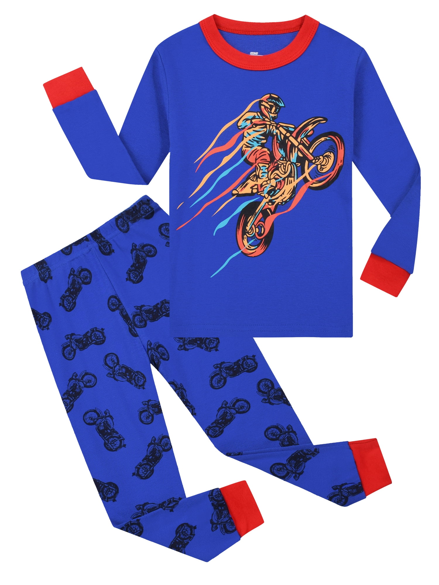 ENFLASH 3-8T Boys' Long Sleeve Top and Pants Snug Fit 100% Cotton 2 Piece Pajama Set ...