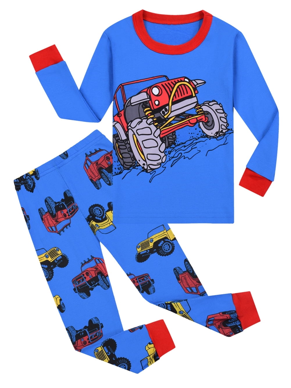 WIBACKER 3-8T Toddler Boys Long Sleeve Top and Pants Snug Fit 100% Cotton 2 Piece Pajama Sets ...