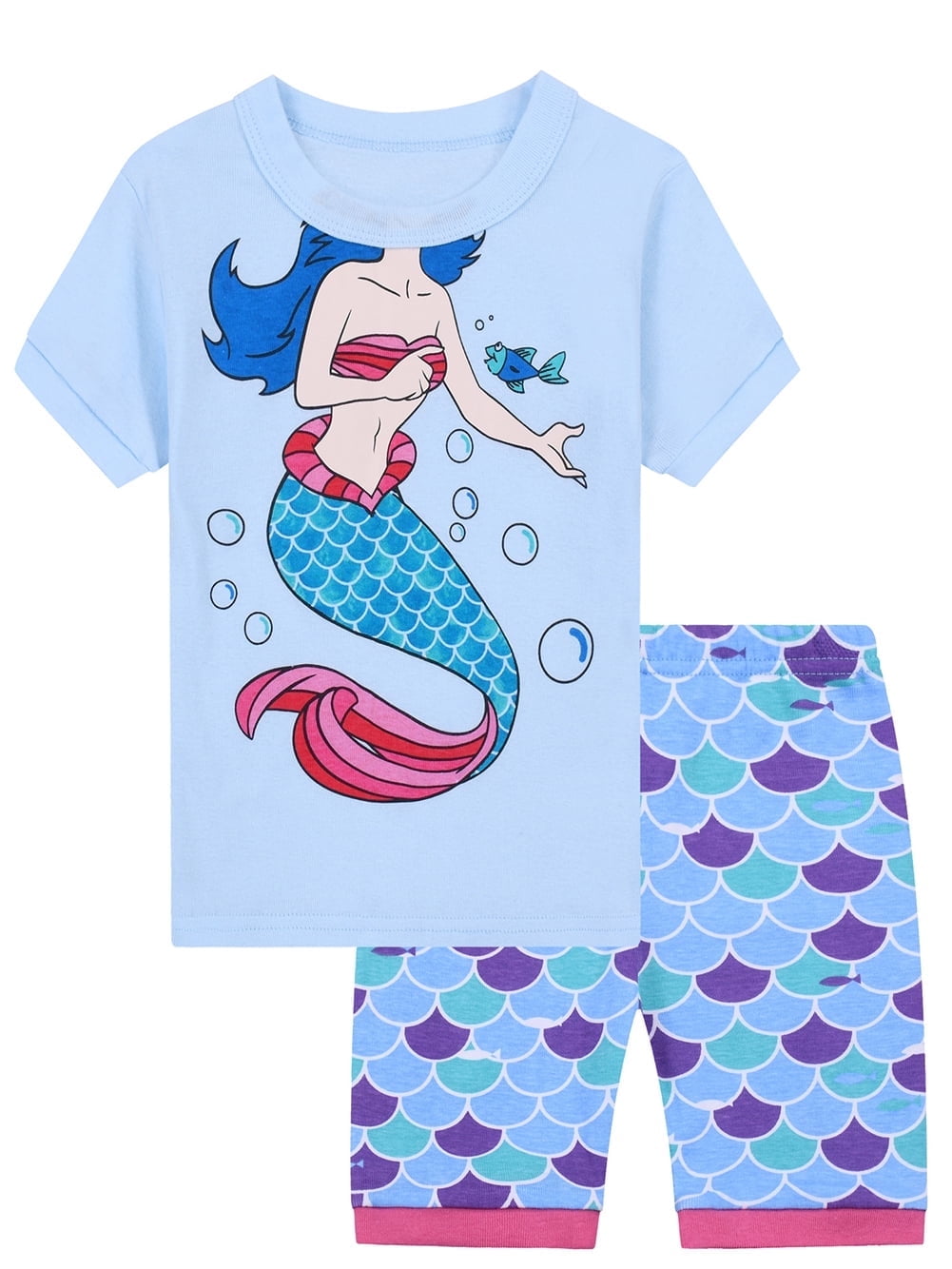 ENFLASH 3-8T Toddler Girls Summer Pajamas Short Sleeve 100% Cotton Kids ...