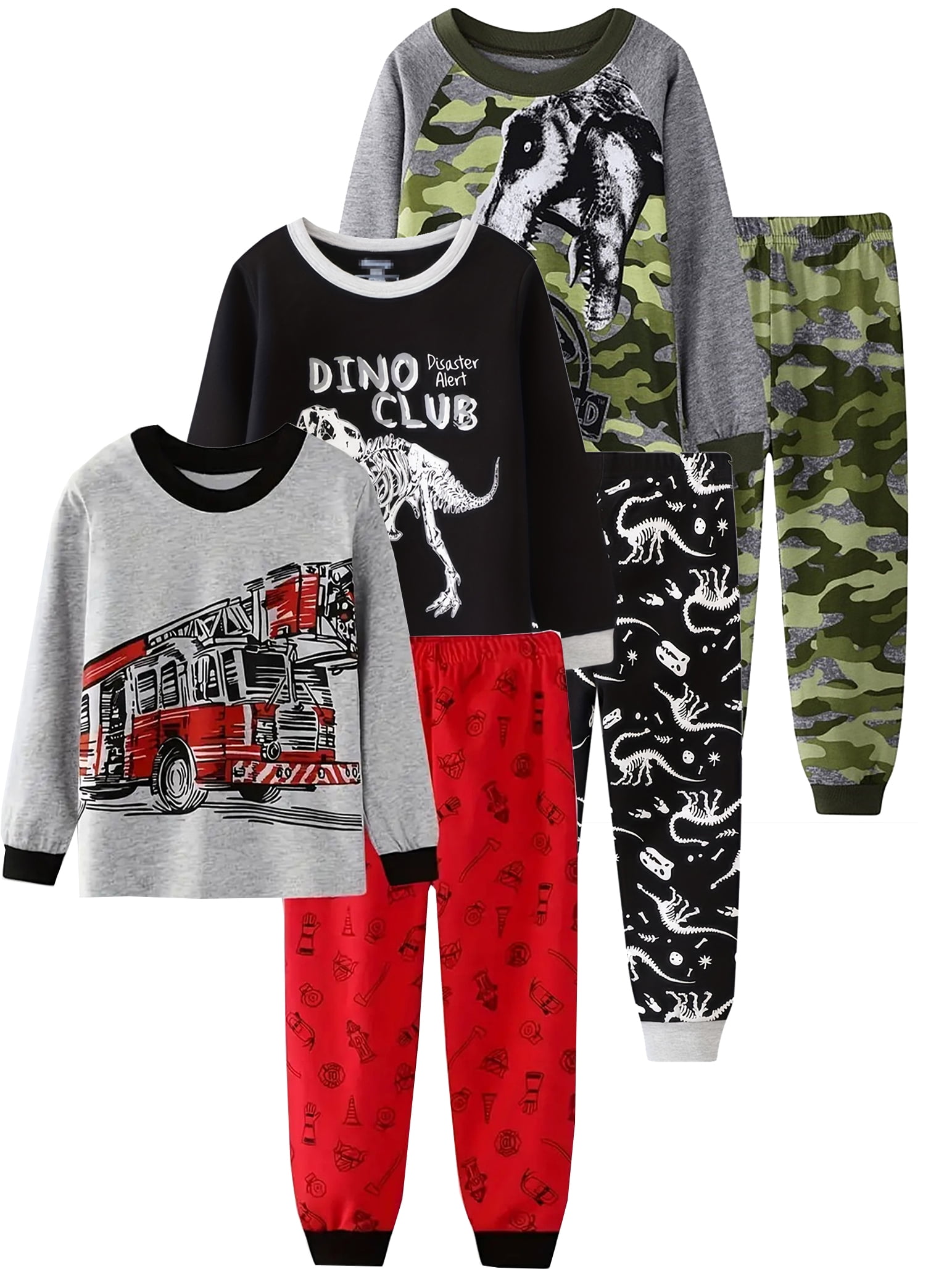 ENFLASH 3-8Y Kids Toddler Boys Long Sleeve Top and Pants 100% Cotton 2 Piece Pajama Set Kid Fire ...