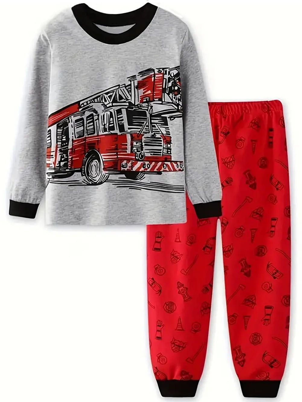 ENFLASH 3-8Y Kids Toddler Boys Long Sleeve Top and Pants 100% Cotton 2 Piece Pajama Set Kid Fire ...