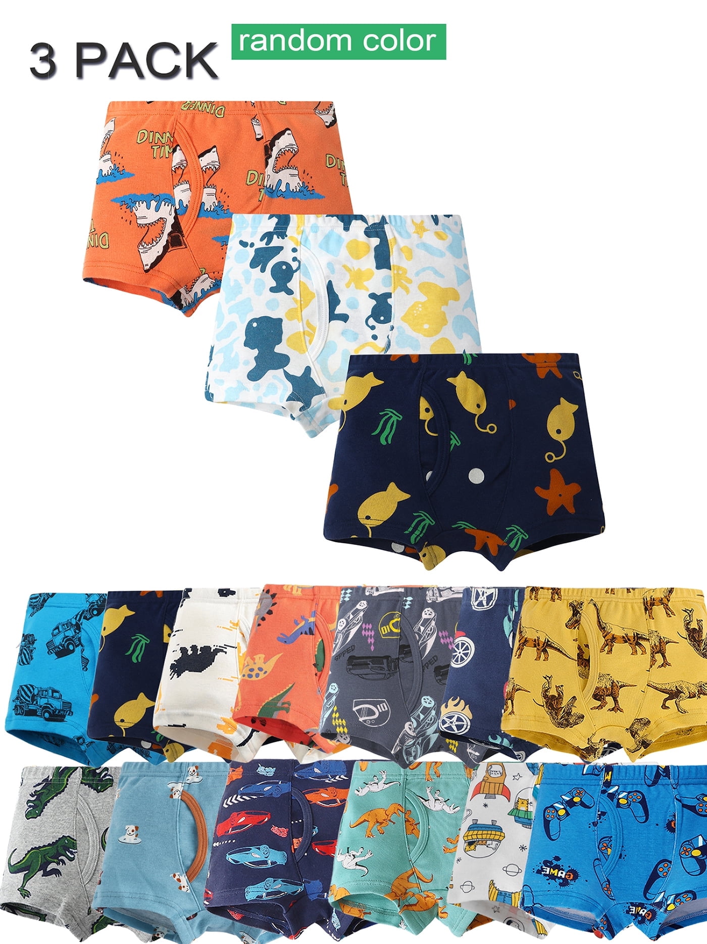 HWJAD 3 Pack Little Boys Briefs Boxer Cotton Underwear Kids Toddler ...
