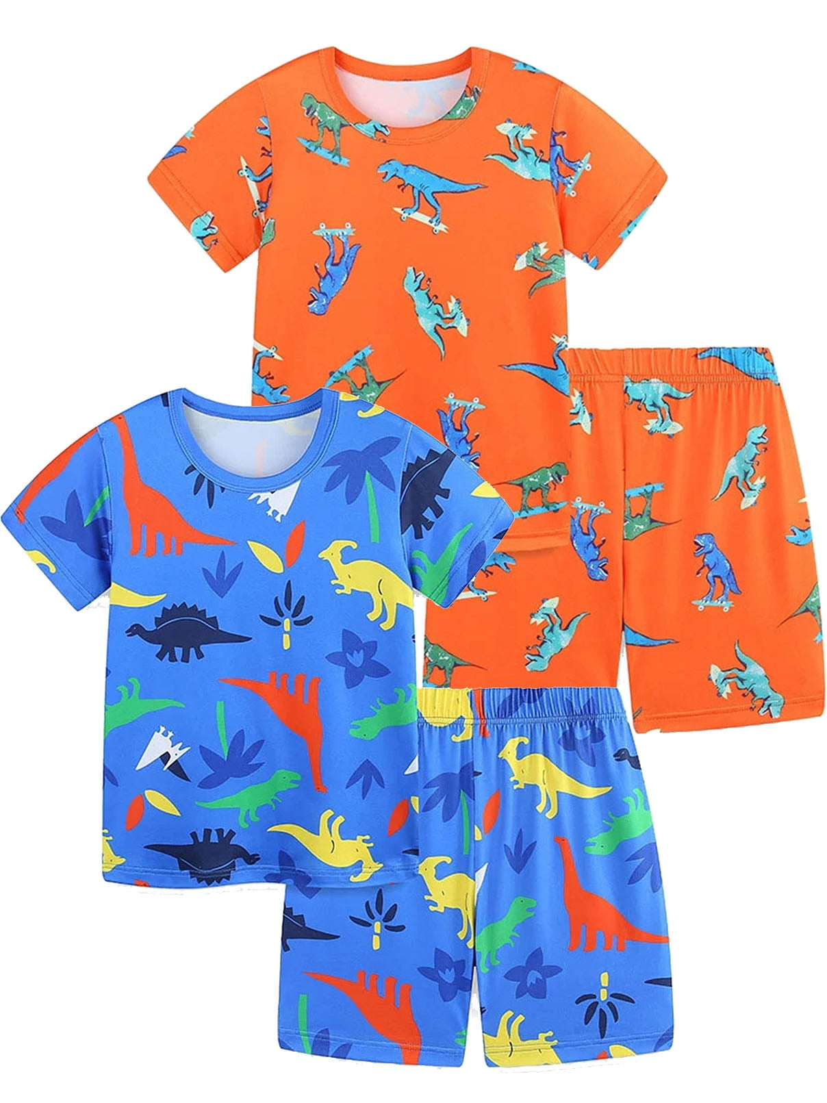 ENFLASH 4 Pieces Boys Pajamas Kids Short Sleepwear Set Summer Cool Pjs ...