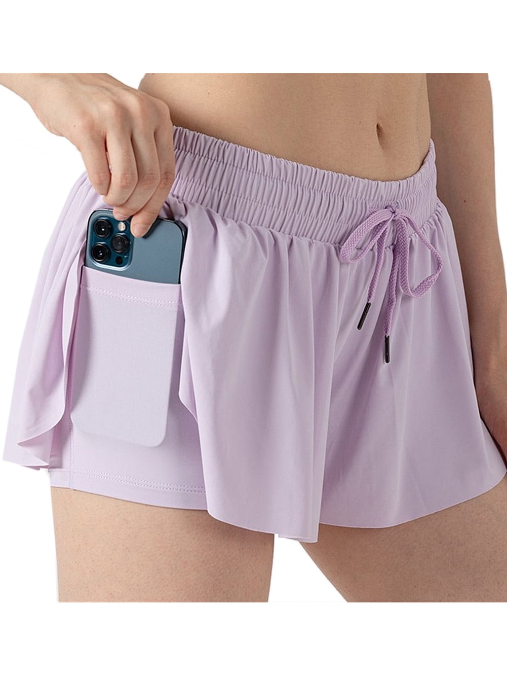 ENFLASH 5-12Y Girls Butterfly Shorts Flowy Athletic 2 in 1 Cheer Tennis ...