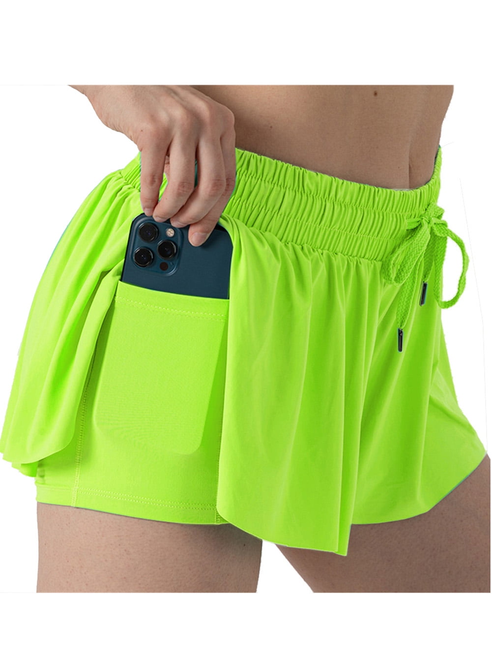 ENFLASH 5-12Y Girls Butterfly Shorts Flowy Athletic 2 in 1 Cheer Tennis ...