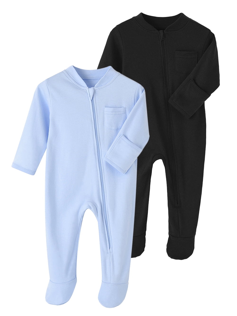 ENFLASH Baby Girl Boy Snug Fit 100% Cotton Zip Front One Piece Footed Pajamas with Mitten Cuffs ...