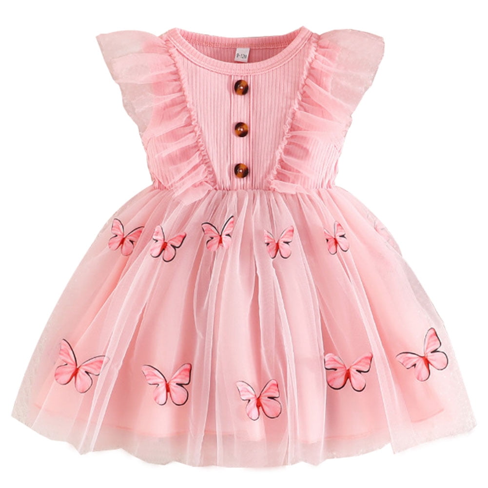 ENFLASH Baby Girl Princess Dress Fluffy Summer Dresses Mesh Butterfly ...