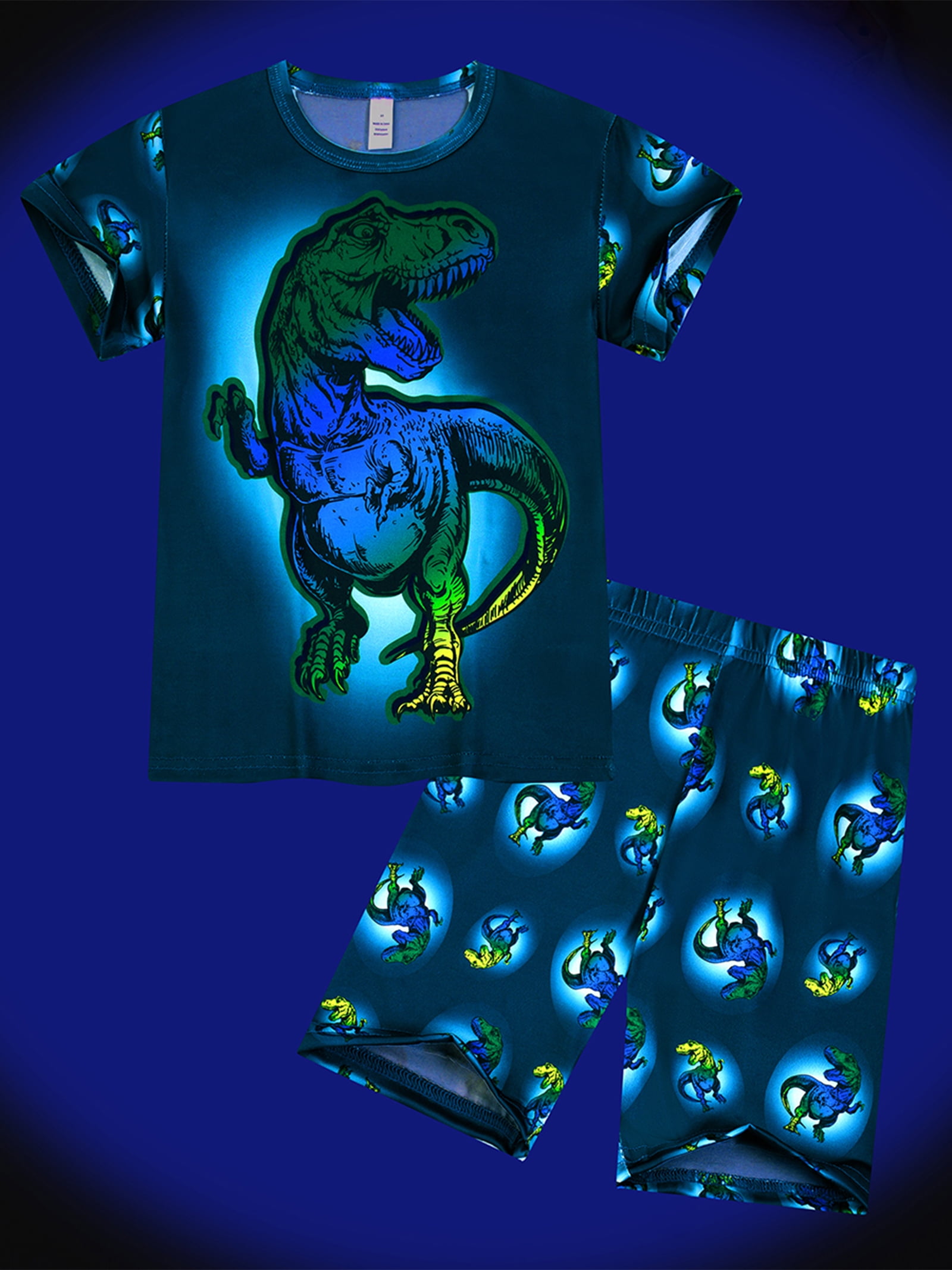ENFLASH Boys Cool Summer Sleepwear Set Kids Glow in the Dark PJs Short Sleeve 2 Piece Pajamas ...