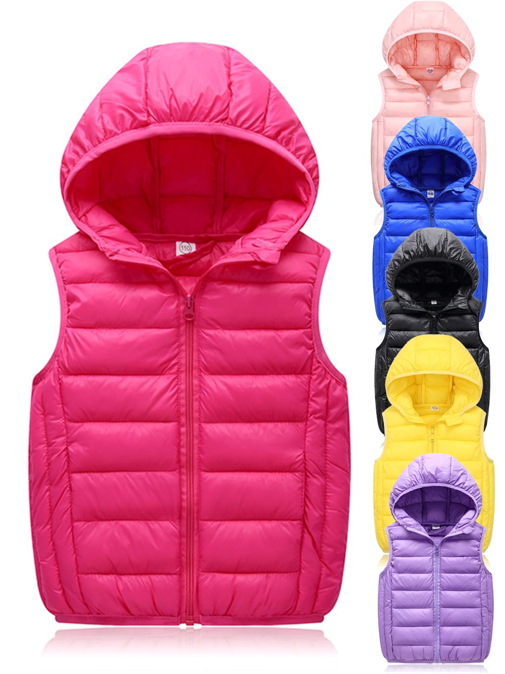 ENFLASH Child Girl Boy Fall Winter Puffer Vest Hooded Jacket ...