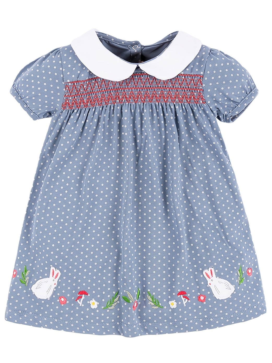 ENFLASH Children Baby Girl Summer Short Sleeve Dress with Peter Pan ...