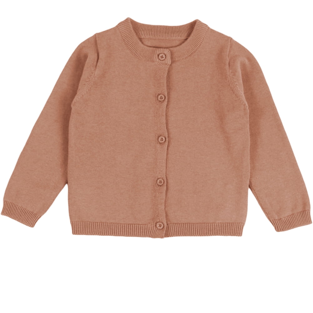 ENFLASH Cotton Basic Long Sleeve Cardigan Sweater for 1-7Y Kids Girl ...