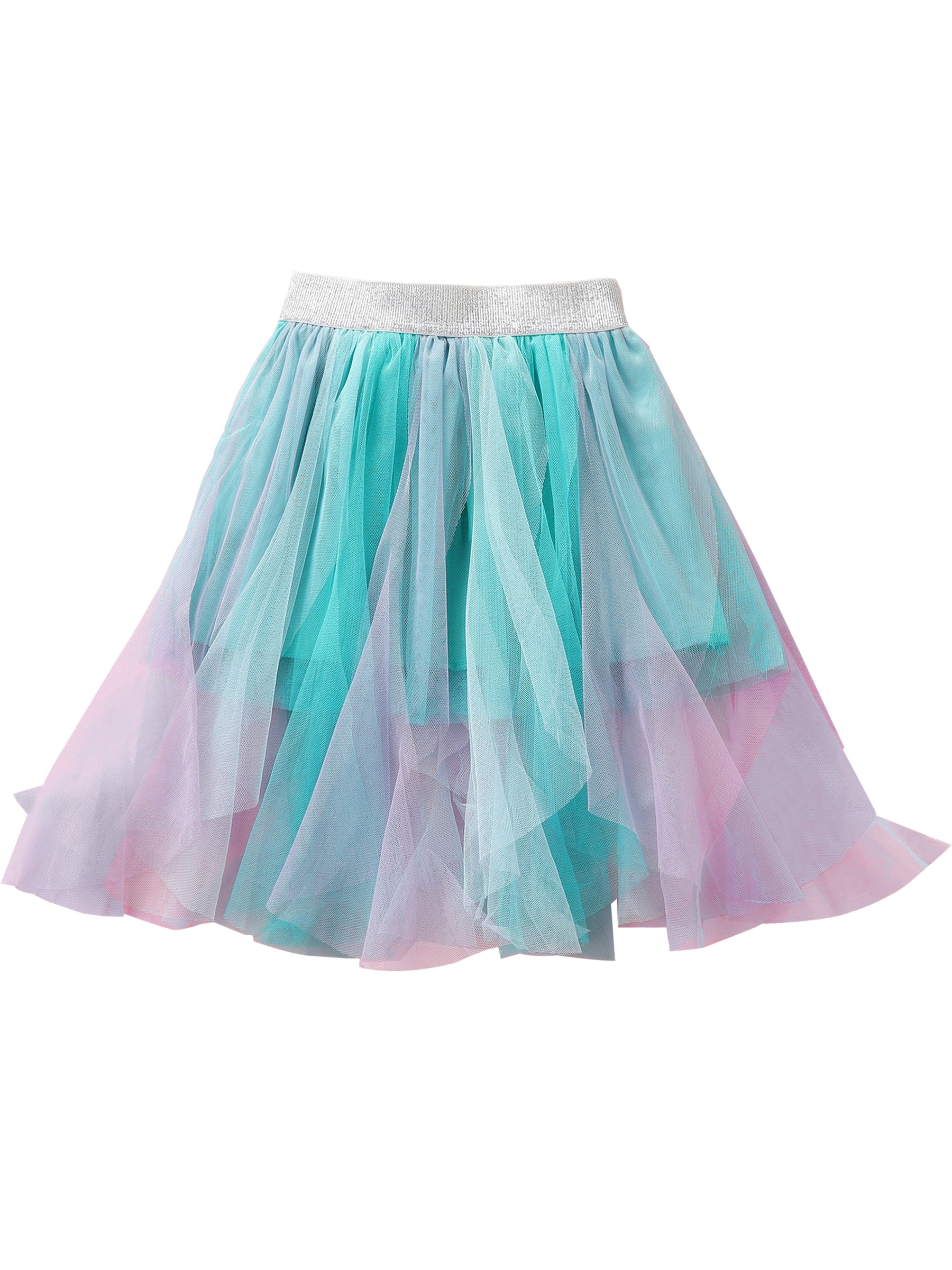 ENFLASH Girl's Layered Tutu Skirt Tulle Princess Party Dancing Tulle ...