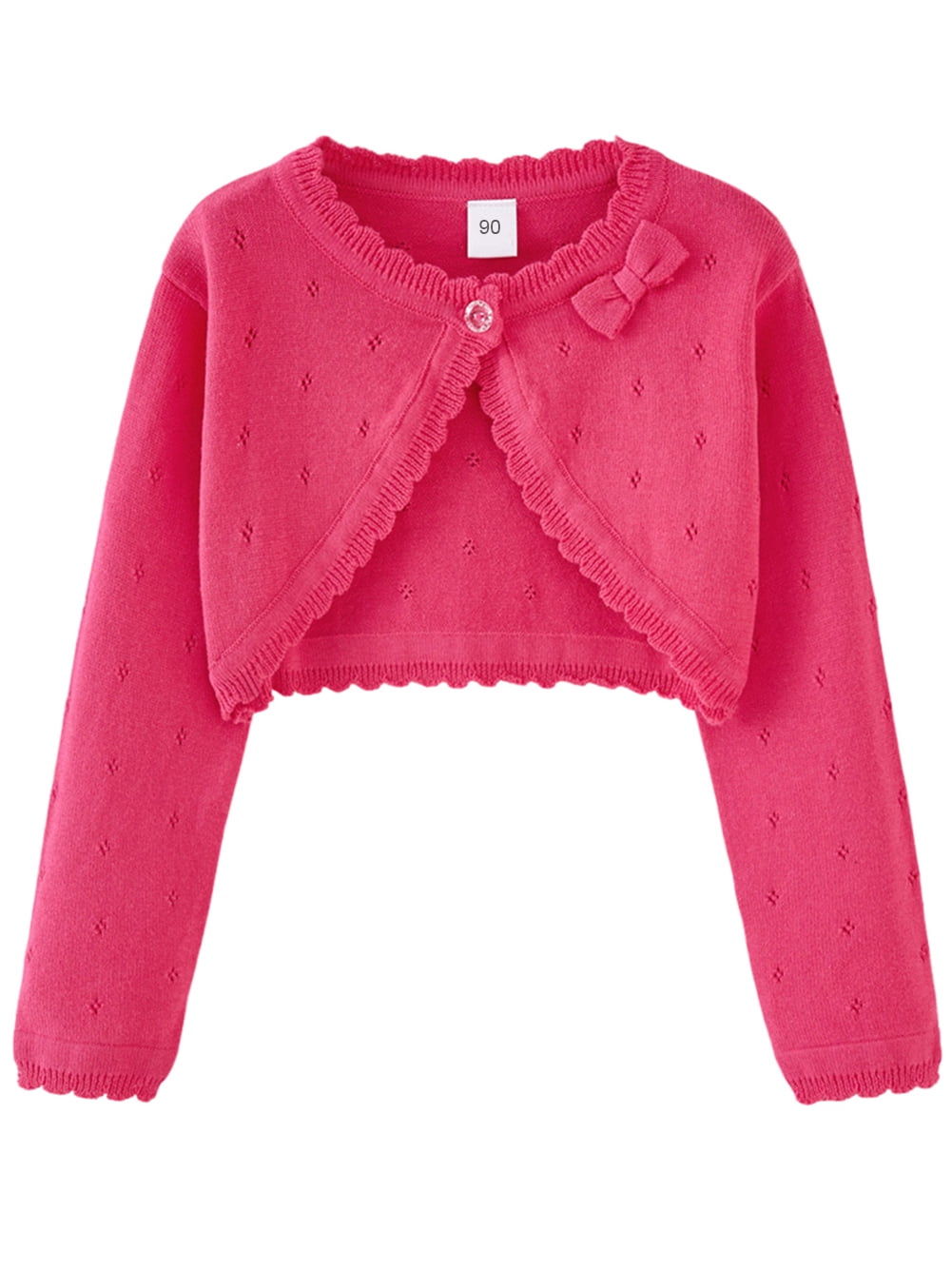 ENFLASH Girls Open Front Cotton Bolero Shrug Kids Long Sleeve Cropped ...