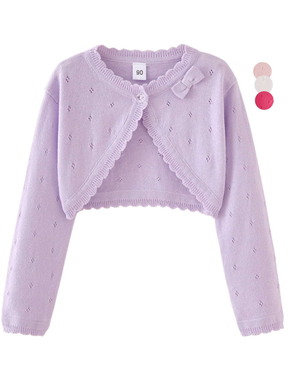 ENFLASH Girls Open Front Cotton Bolero Shrug Kids Long Sleeve Cropped ...