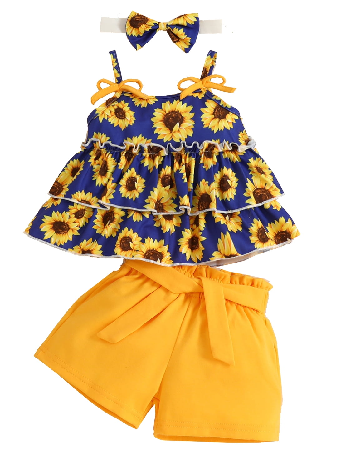 ENFLASH Infant Baby Girls Summer Outfits Set Cute Knot Shoulder ...