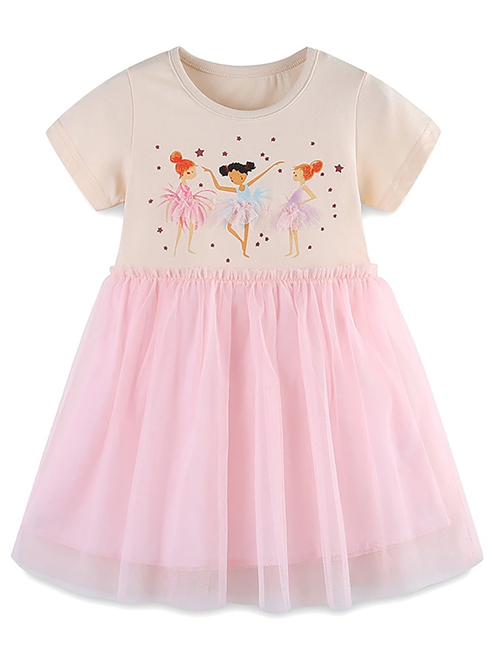 ENFLASH Kids Baby Girl Tulle Dress Little Girls Short Sleeve Summer ...