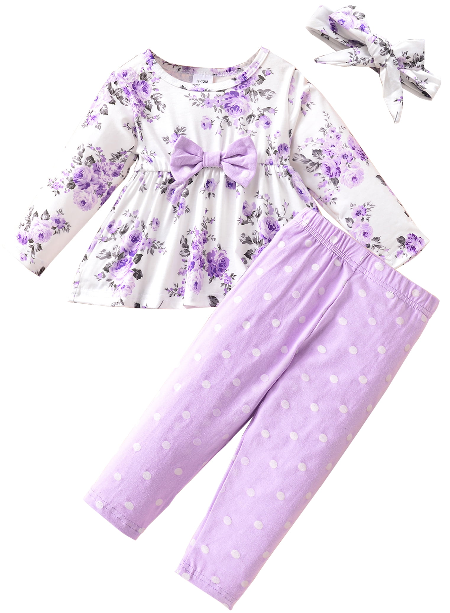 ENFLASH Kids Toddler Girls Clothing Set Long Sleeve Top With Ruffle Hem ...