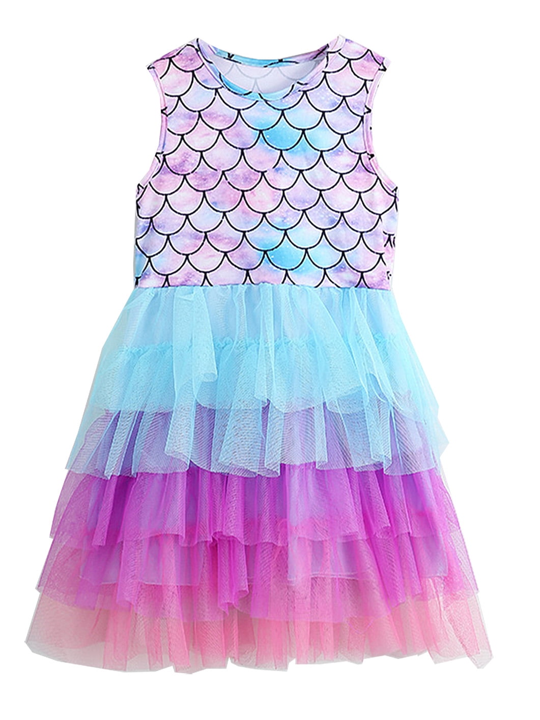 ENFLASH Little Girls Tulle Dress Mermaid Tutu Birthday Party Dresses ...