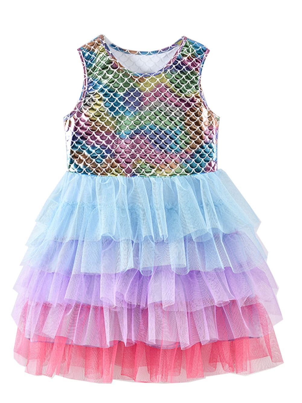 ENFLASH Little Girls Tulle Dress Mermaid Tutu Birthday Party Dresses ...