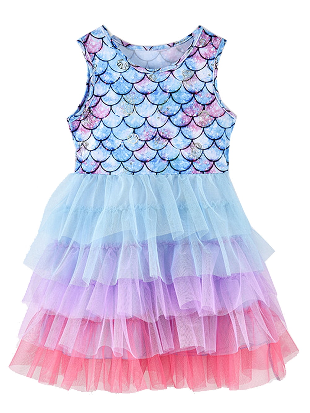 ENFLASH Little Girls Tulle Dress Mermaid Tutu Birthday Party Dresses ...