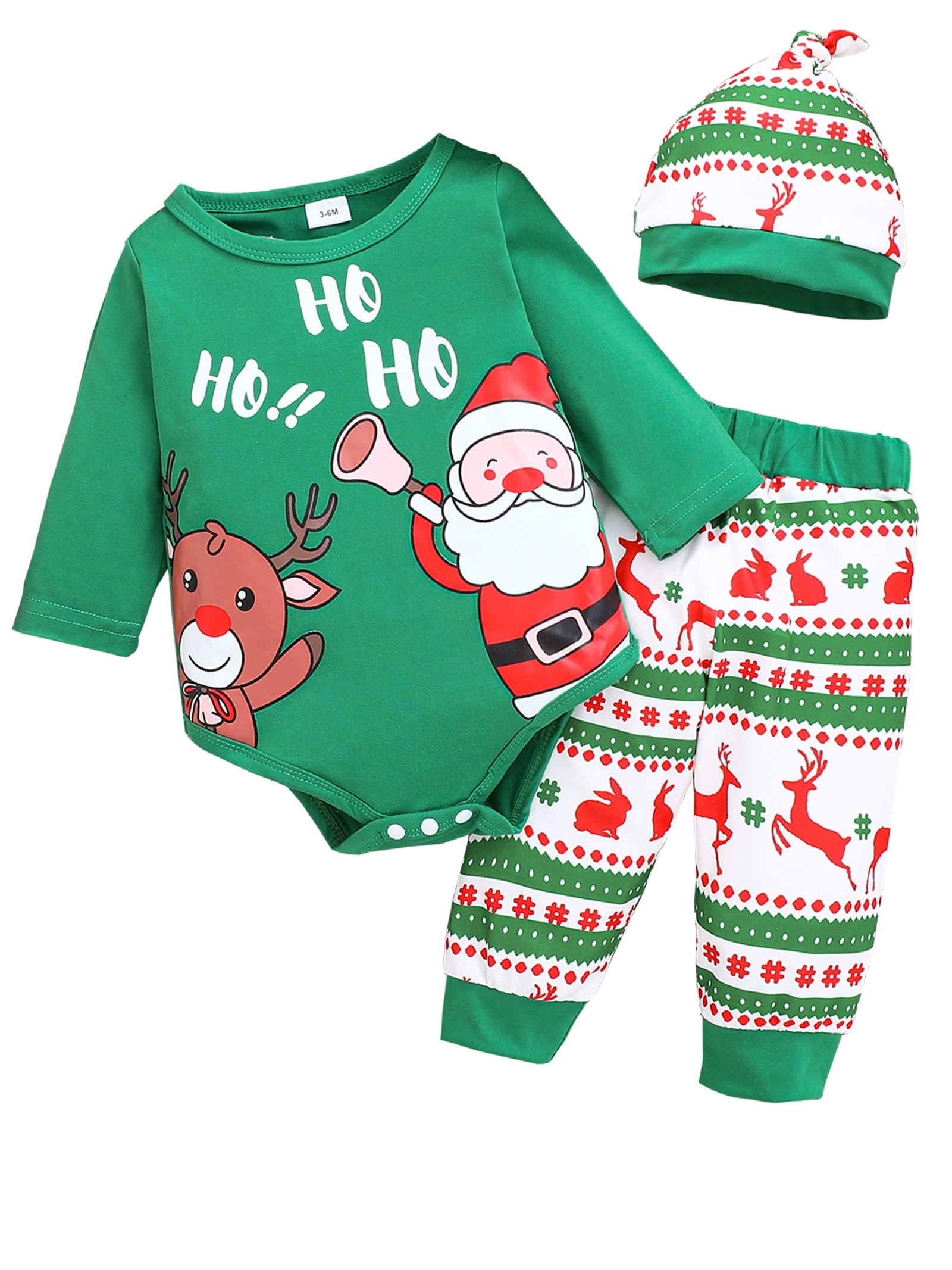 ENFLASH Newborn Baby Boys Christmas Outfit 3 6 9 12 18 Months Santa ...