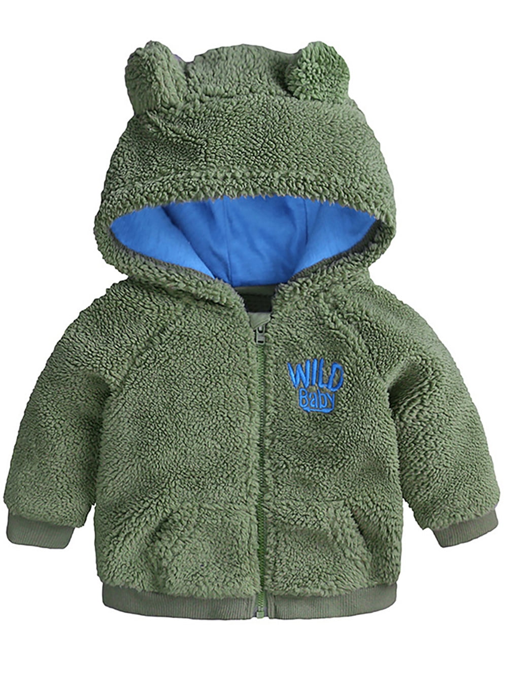 ENFLASH Newborn Baby Girls Infant Boys Cartoon Zipper Fleece Hooded Jacket Coat with Ears Warm ...