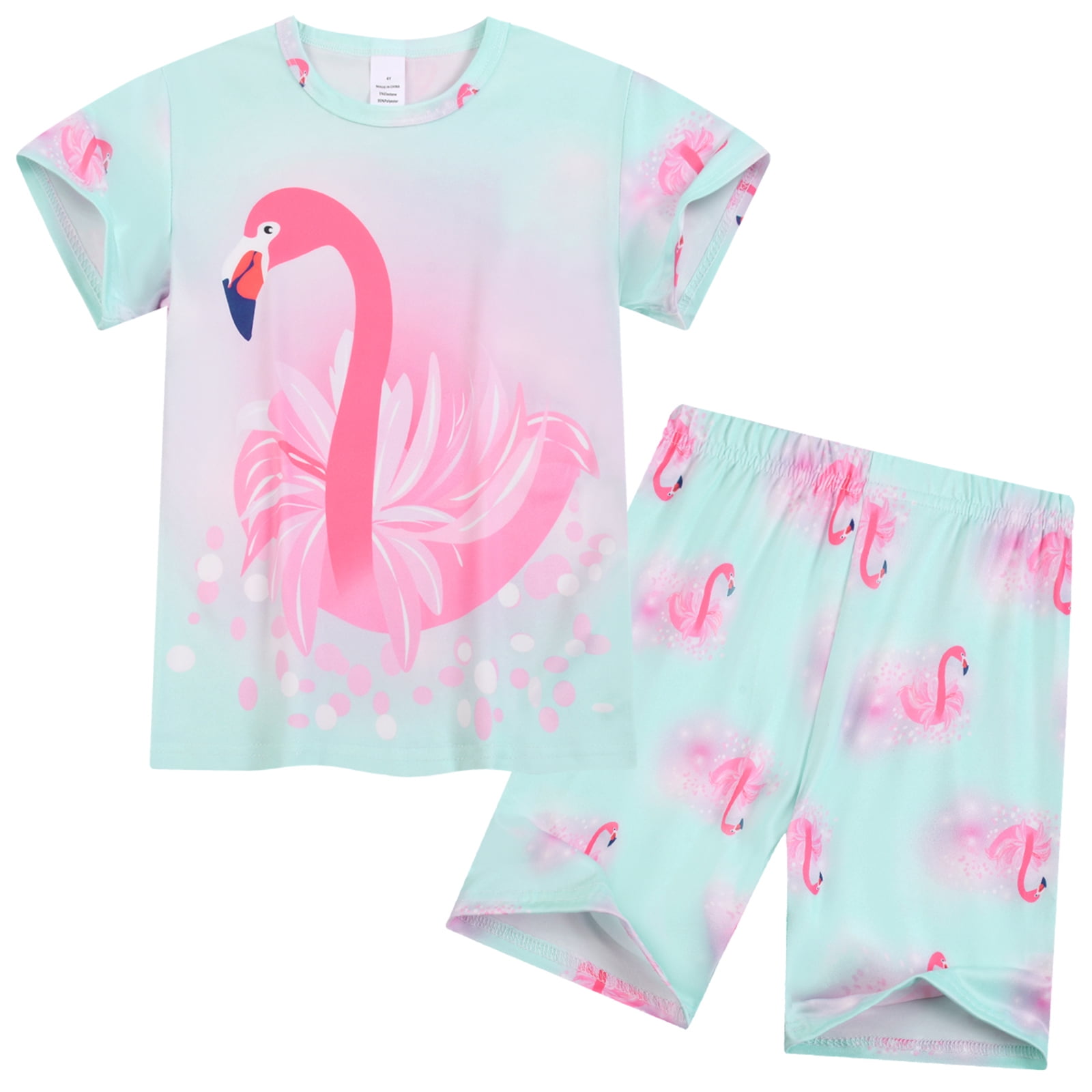 ENFLASH Pajamas for Toddler Kids Little Girls Cozy 2-Piece Soft Short Sleeves Shorts Set Cool PJ ...