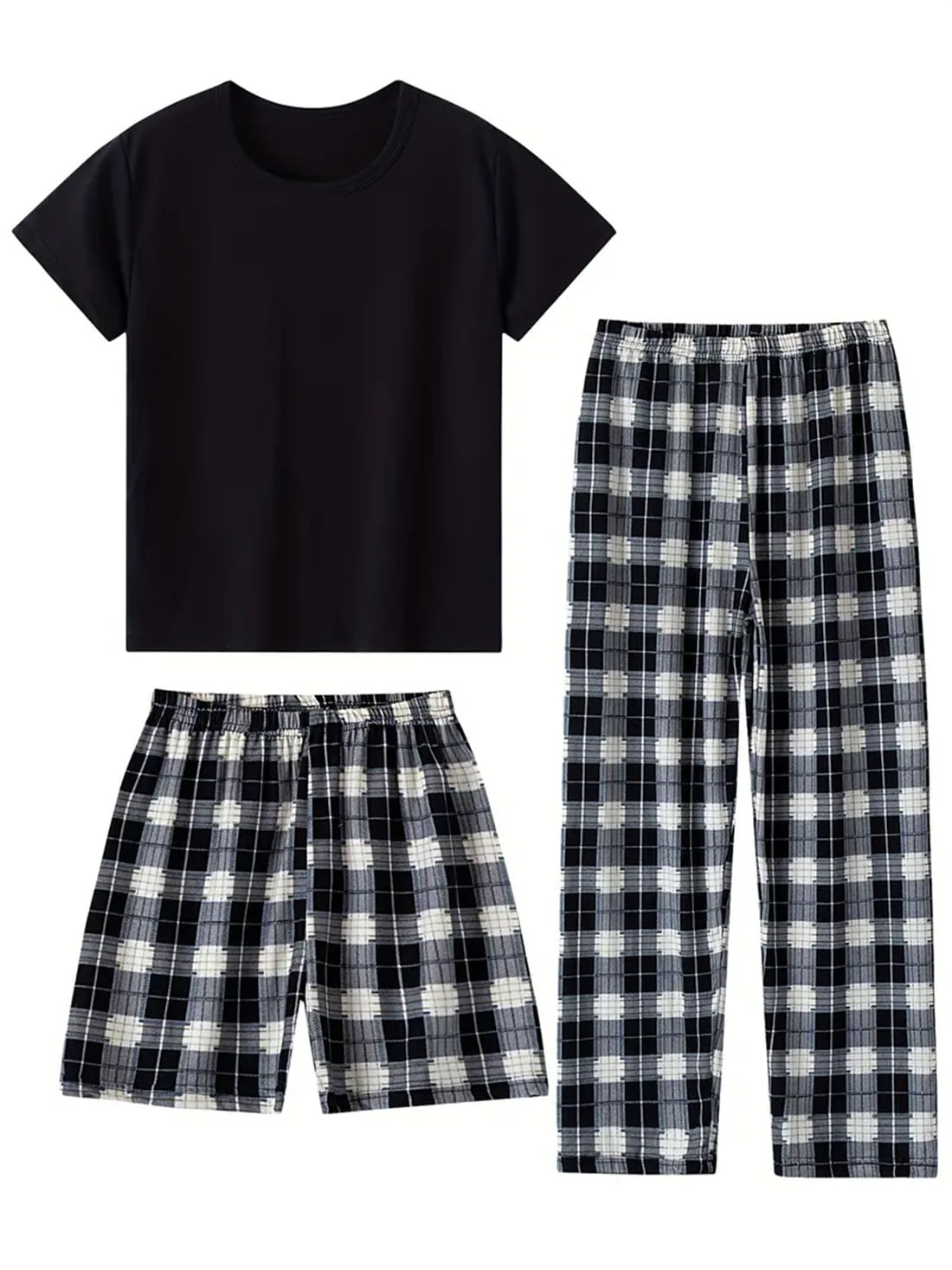 ENFLASH Plaid Pajamas for 3-12Years Children Boys Cozy 3-Piece Soft ...
