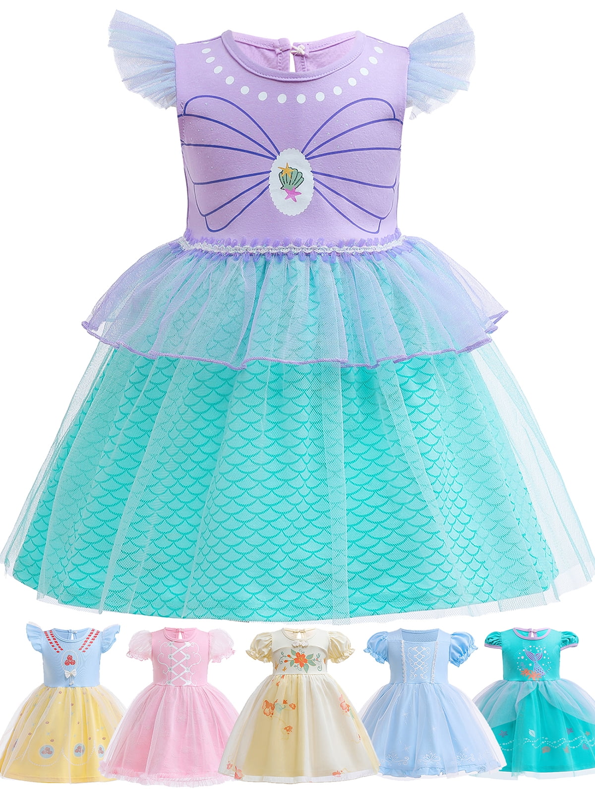 ENFLASH Princess Mesh Overlay Tulle Dress Baby Girls Birthday Costumes ...