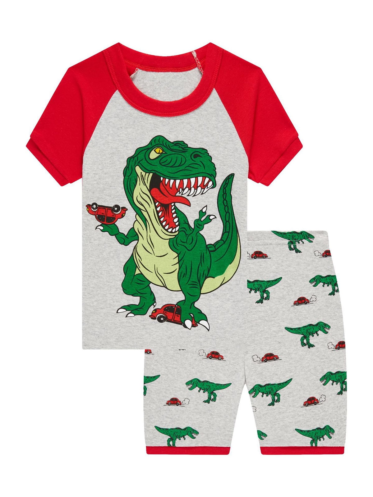 ENFLASH Summer 3-8T Boys Pajama Set Short Sleeve T-shirt and Shorts Snug Fit 100% Cotton 2 Piece ...