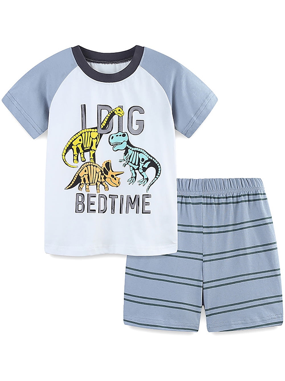 ENFLASH Toddler and Little Boys 2-Piece Pajamas Short Sleeve Tops and Shorts Summer PJ Set Kid ...