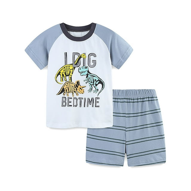 ENFLASH Toddler and Little Boys 2-Piece Pajamas Short Sleeve Tops and Shorts Summer PJ Set Kid ...