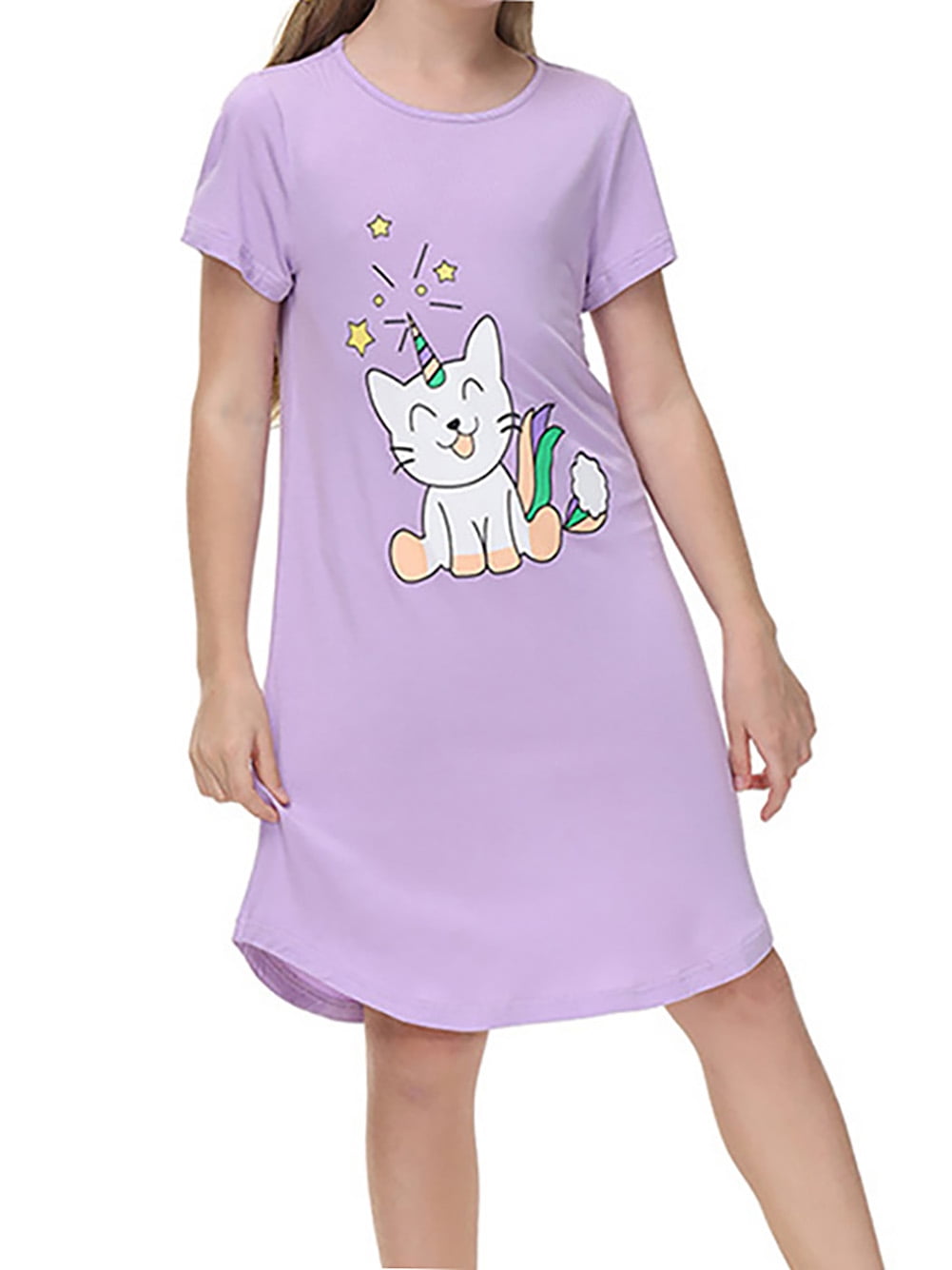 ENFLASH Tween Girl's Unicorn Nightgowns Modal Sleep Shirts Sleepwear ...
