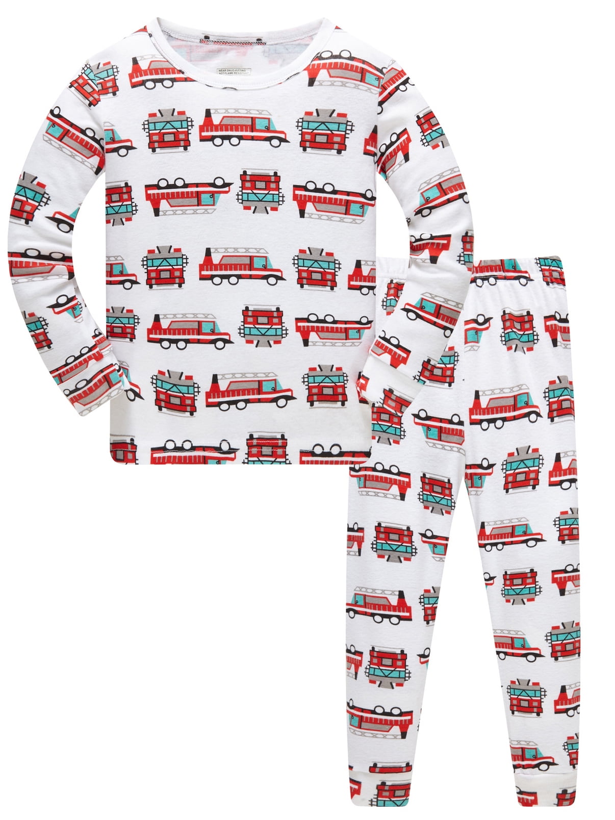 ENFLASH Two-Piece Pajama Set for Boys, Snug Fit Cotton Long Sleeve Sleepwear Pjs, Size 1-10 ...