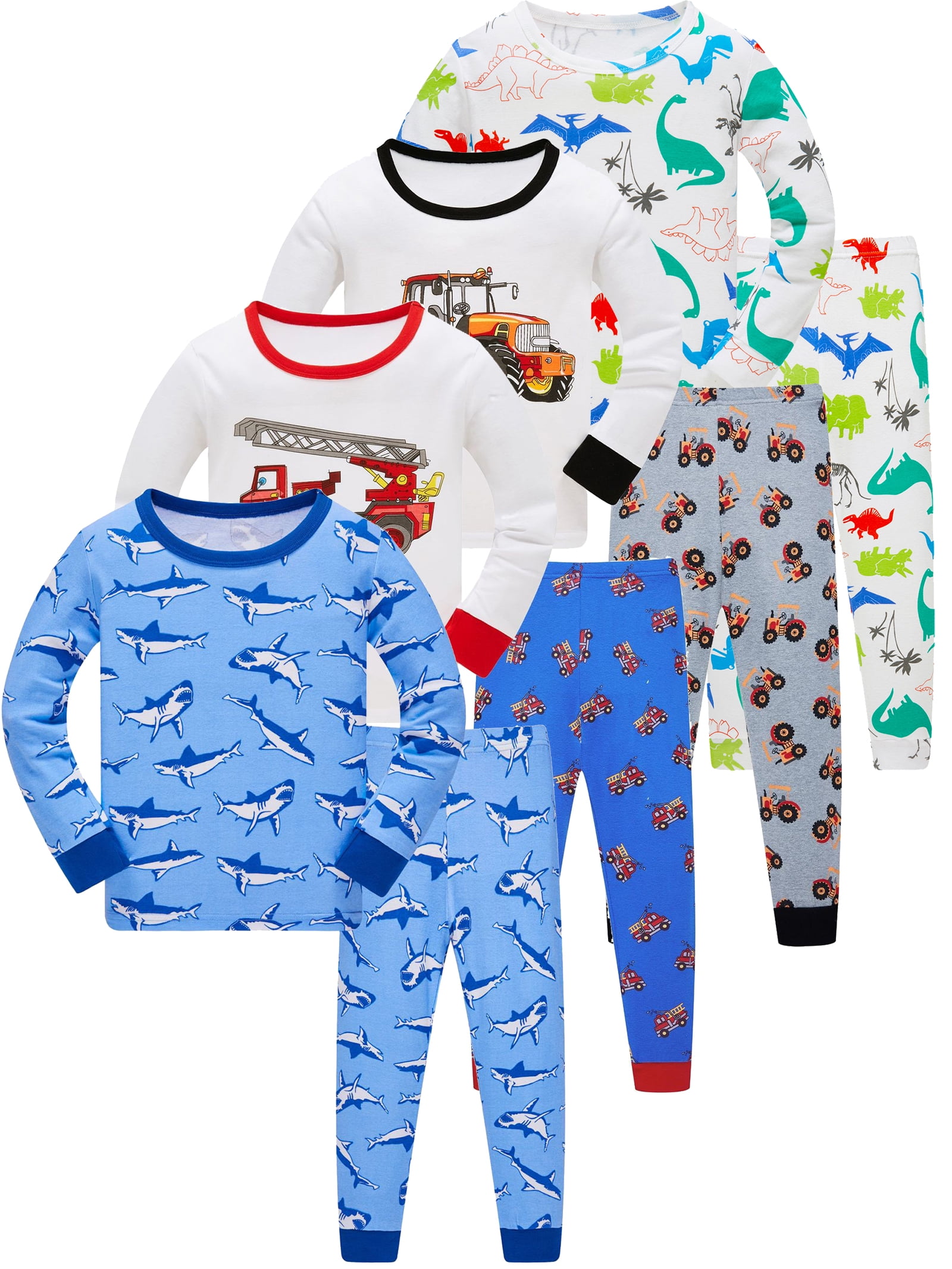 ENFLASH Two-Piece Pajama Set for Boys, Snug Fit Cotton Long Sleeve Sleepwear Pjs, Size 1-10 ...