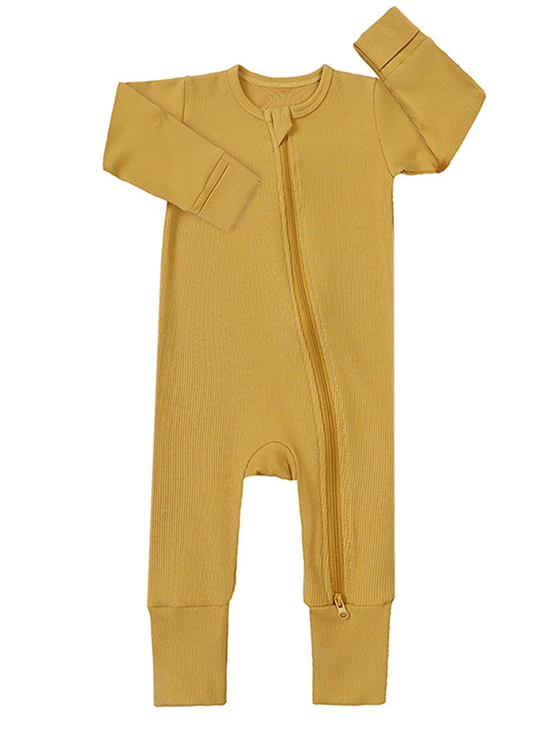 ENFLASH Unisex Baby 2 Way Zipper Footless Pajamas Ribbed Bamboo Viscose ...