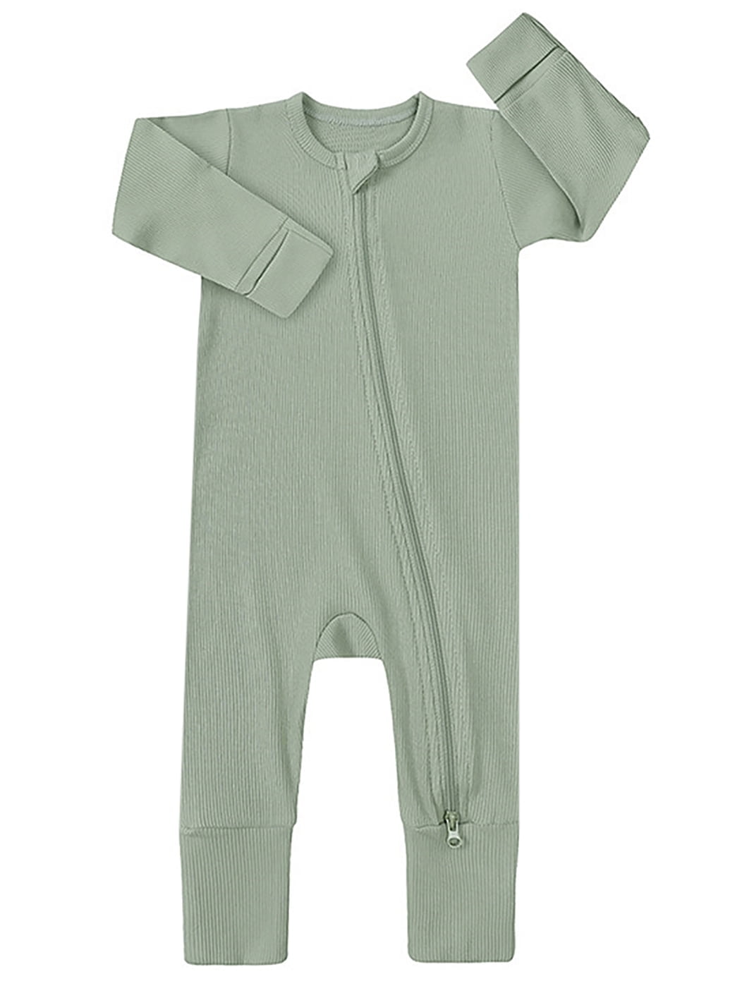 ENFLASH Unisex Baby 2 Way Zipper Footless Pajamas Ribbed Bamboo Viscose ...