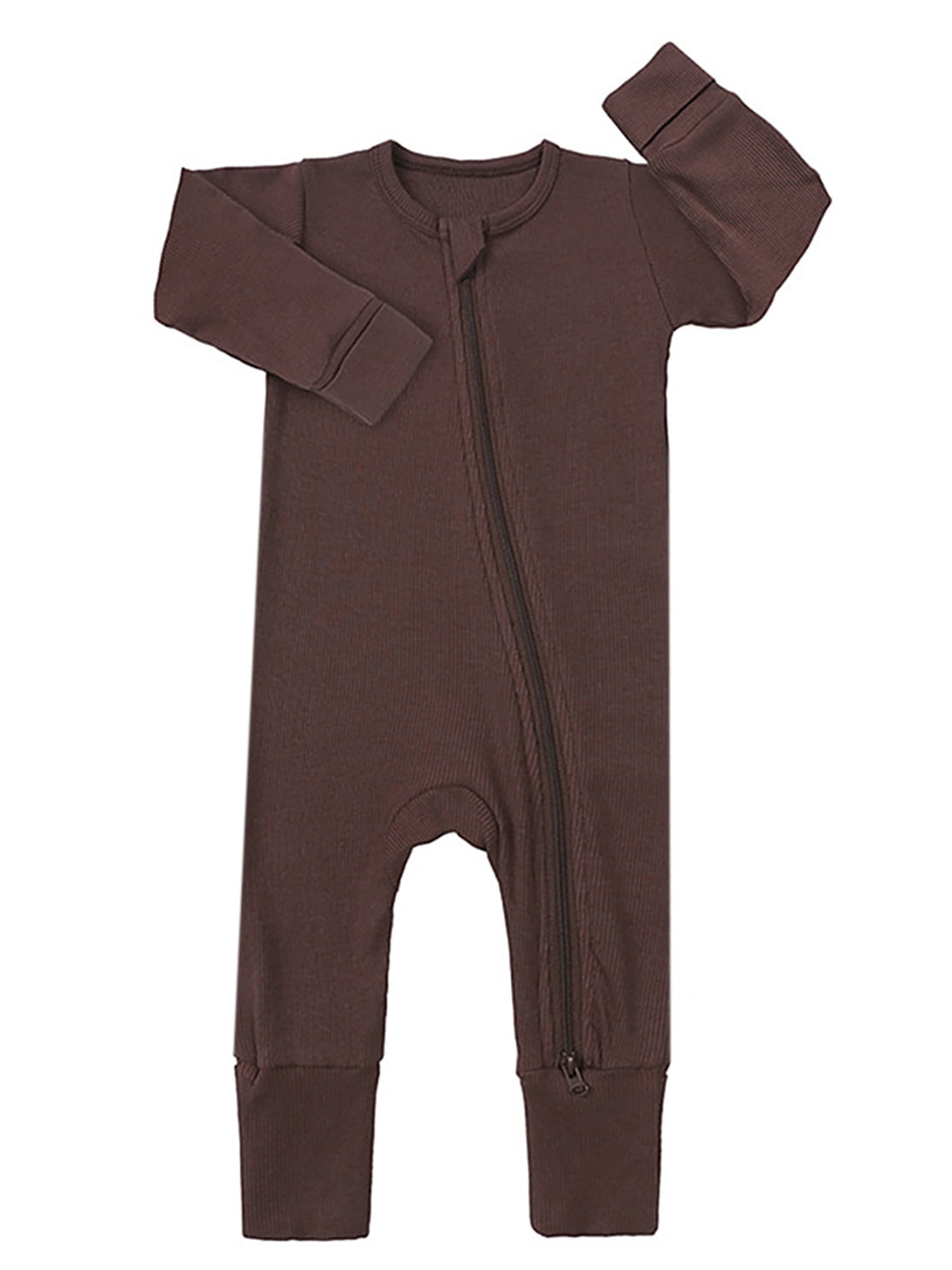 ENFLASH Unisex Baby 2 Way Zipper Footless Pajamas Ribbed Bamboo Viscose ...